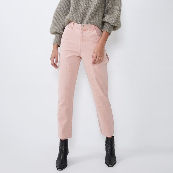 Zara | Jeans | Nwt Zara Us 2 Pale Pink Cargo Pants | Poshmark